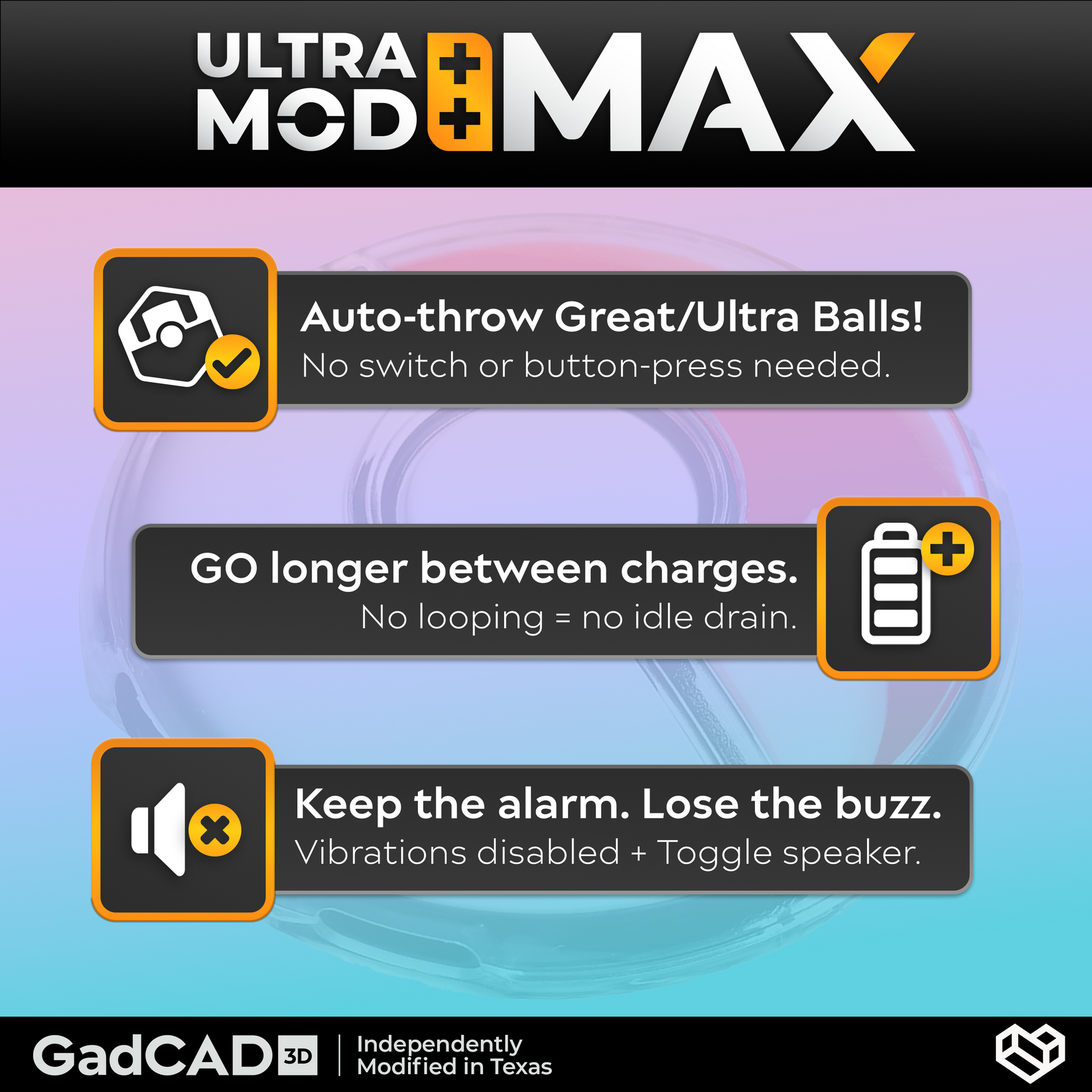 Ultra Mod: MAX | Modified Pokémon GO Plus+ (Dim LEDs) – GadCAD 3D